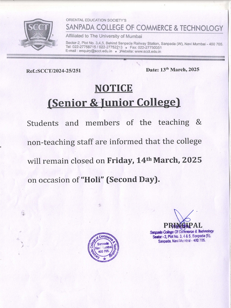 Holiday Notice | PDF