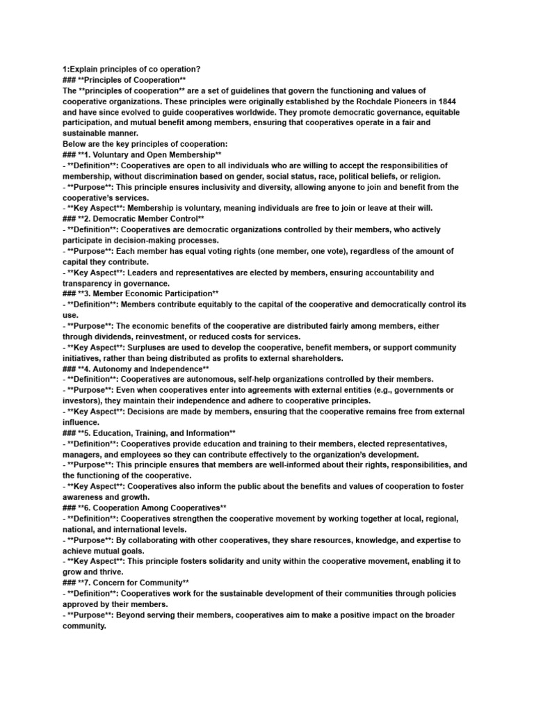 Principles of Cooperation Explained | PDF | Cooperative | Governance