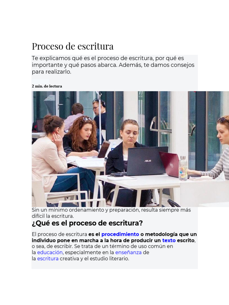 Proceso de Escritura: Pasos y Consejos | PDF | Escritura | Enseñando