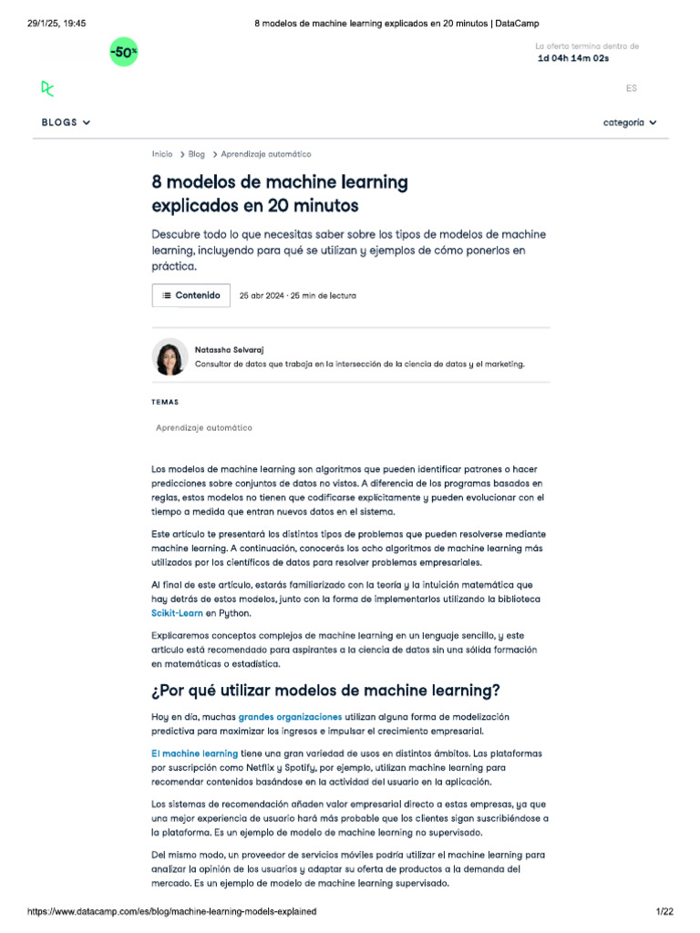 8 Modelos de Machine Learning Explicados en 20 Minutos | PDF