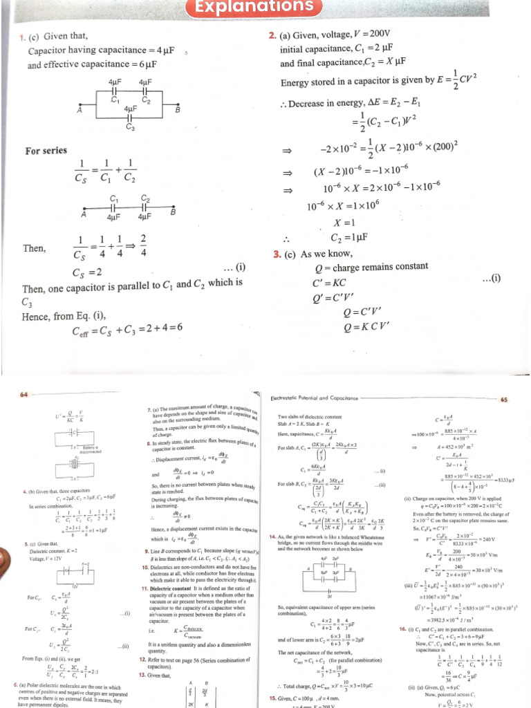 Capacitance Sheet Solution | PDF