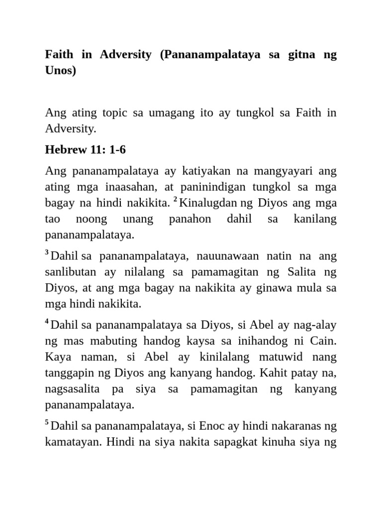 Faith in Adversity | PDF