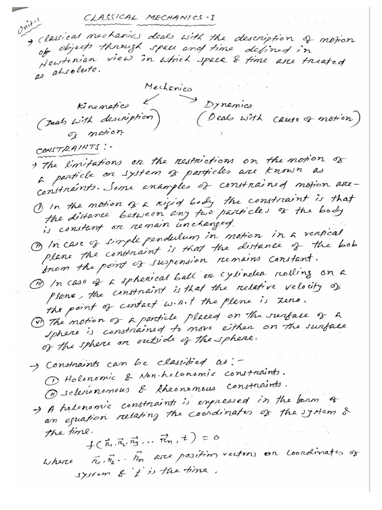 Classical Mechanics - 1 Unit - 1 DSE - 1 | PDF