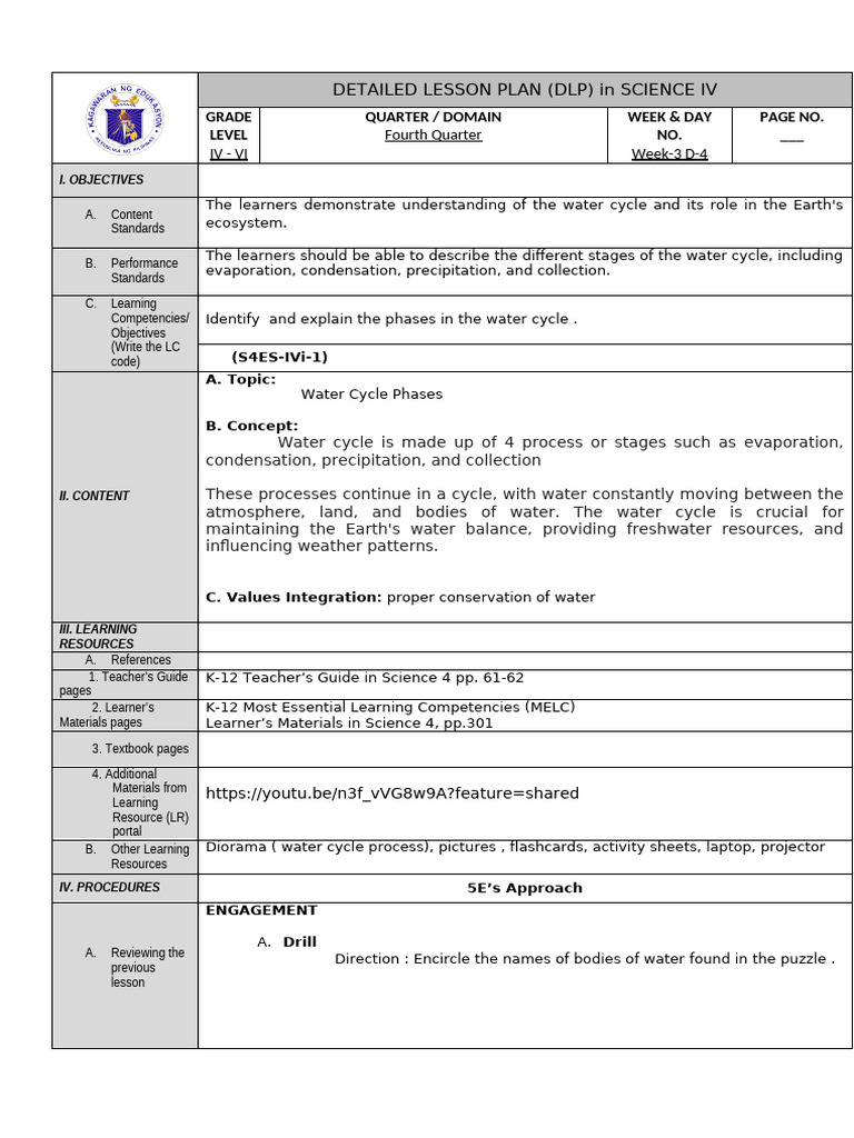 Water Cycle Phases Lesson Plan | PDF | Water Cycle | Water