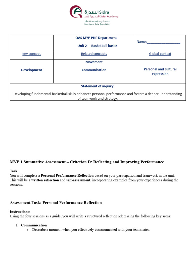 Criteria D Summative Basketball - Interpersonal Skills | PDF ...