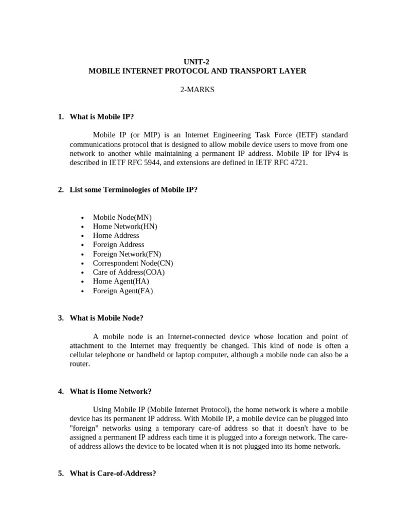 Mobile Internet Protocol Overview | PDF | Internet Protocols | Computer ...