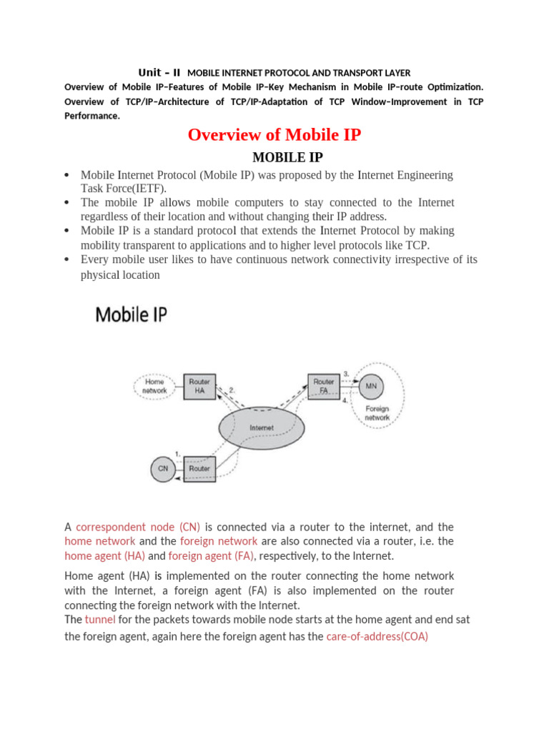 Mobile Computing Notes Unit 2 Pdf Internet Protocols Computer Network