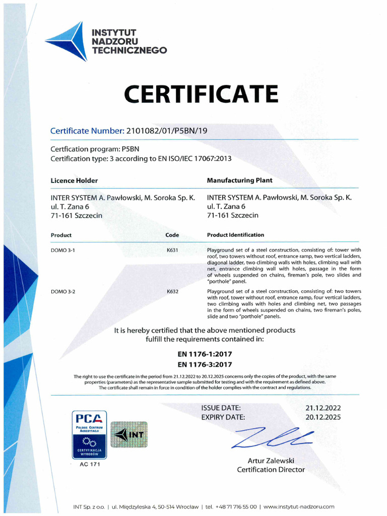 LIMAKO Domo 3 1 Certificate | PDF