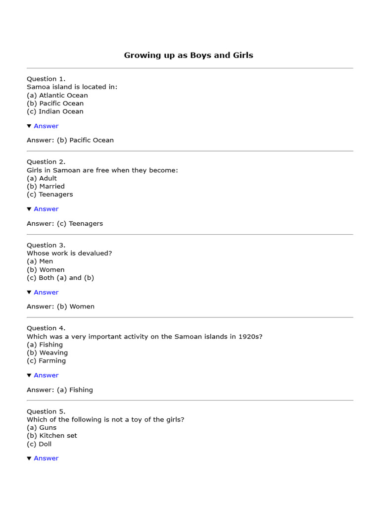 CBSE MCQ Questions For Class 7 Civics Chapter 4 Growing Up As Boys ...