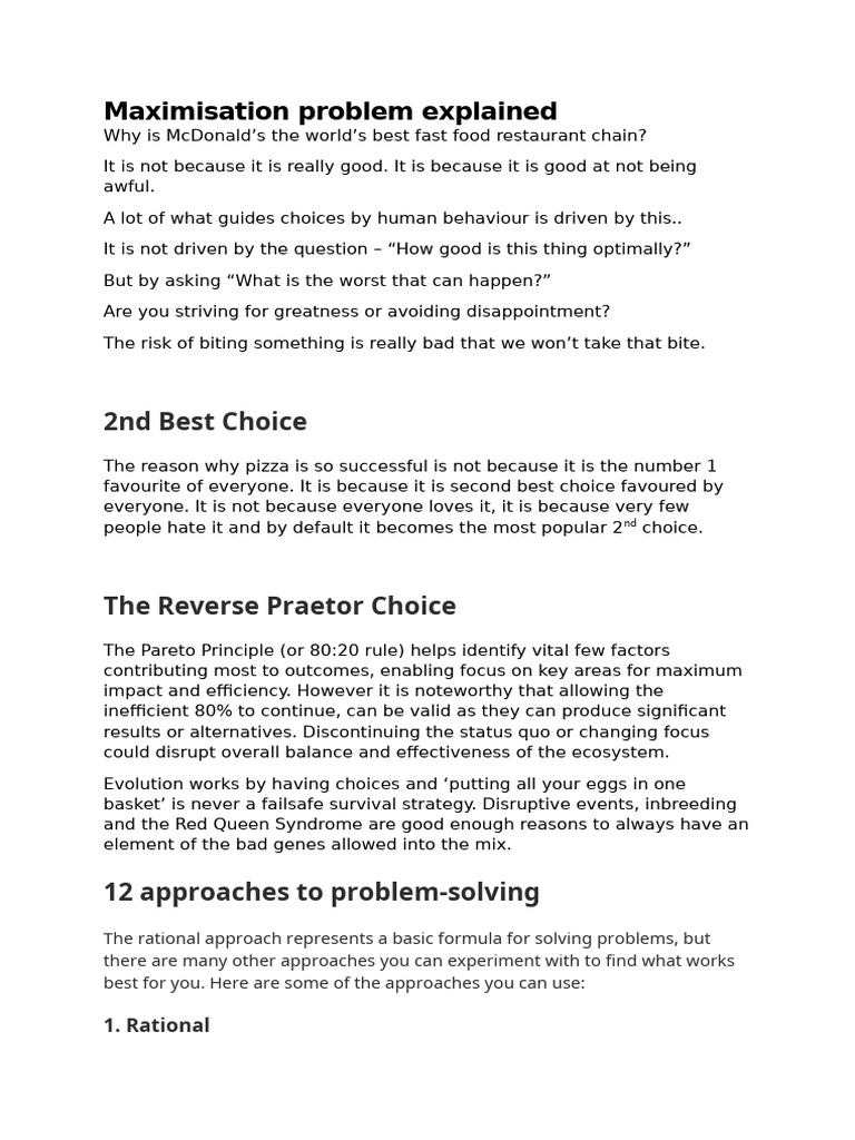 Maximisation problem explained | PDF | Brainstorming | Cognitive Science