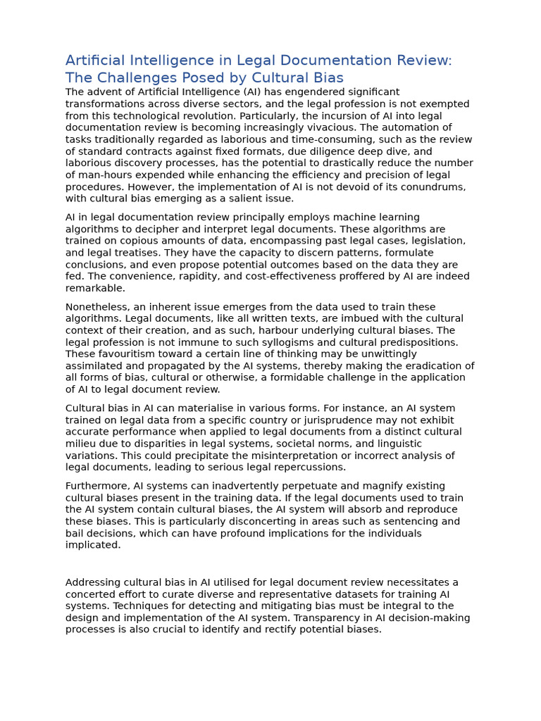 Artificial Intelligence in Legal Documentation Review | PDF | Artificial Intelligence ...