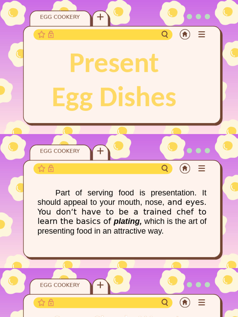 Egg Dishes Plating Styles | PDF | Foodborne Illness | Cooking