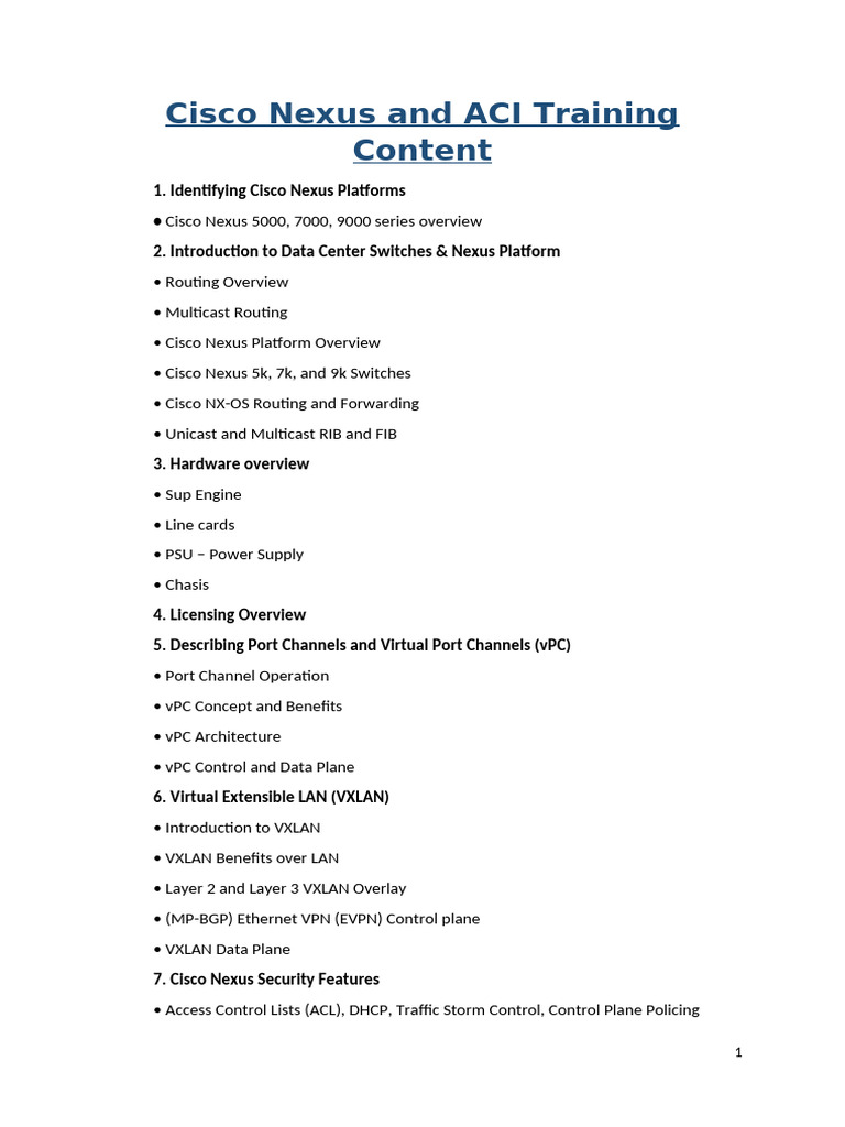 Cisco Nexus & ACI Training Overview | PDF | Computer Network | Network ...