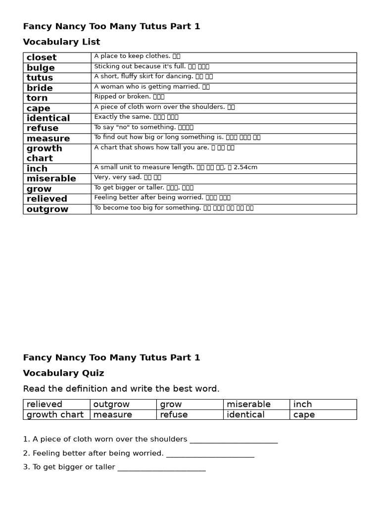 Fancy Nancy Too Many Tutus Part 1 | PDF