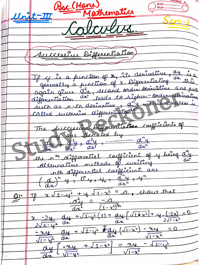 Successive Differentiation | PDF