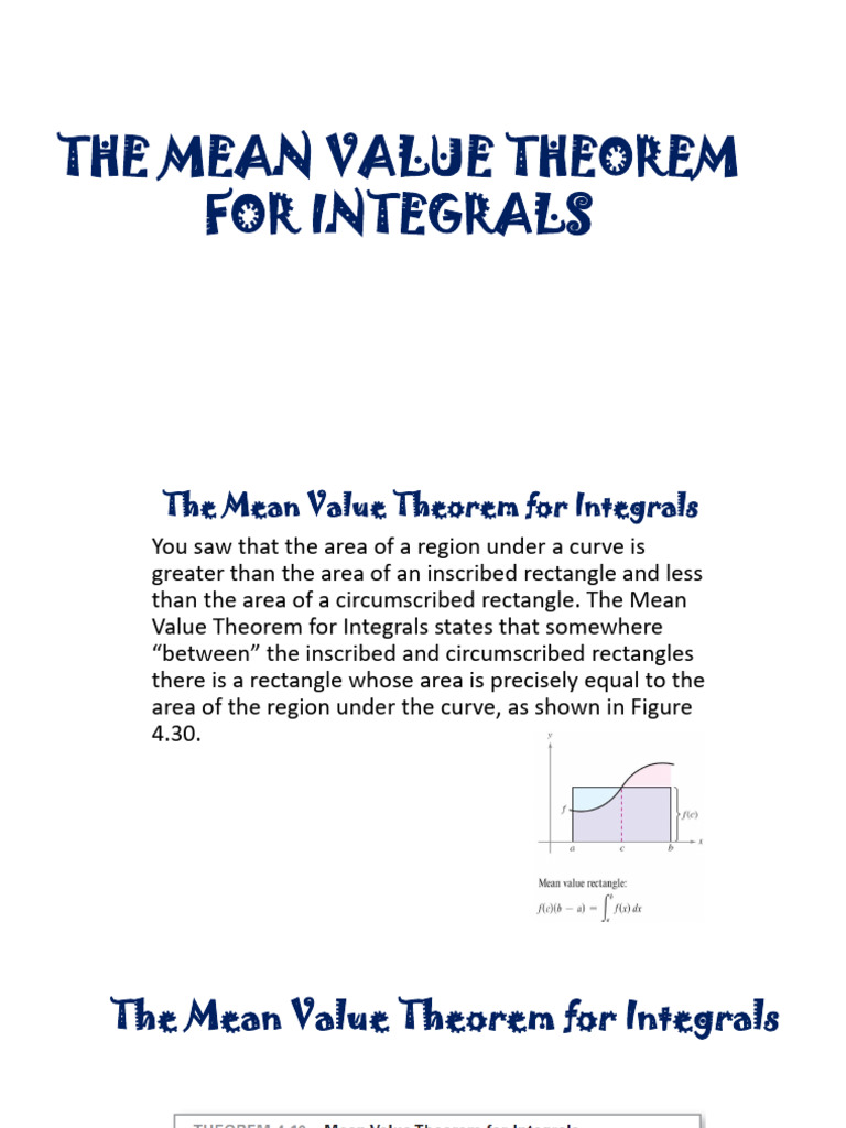 The Mean Value Theorem-1 | PDF | Integral | Area
