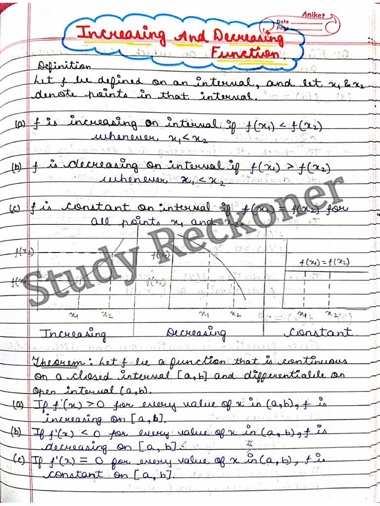 Increasing and Decreasing Functions | PDF
