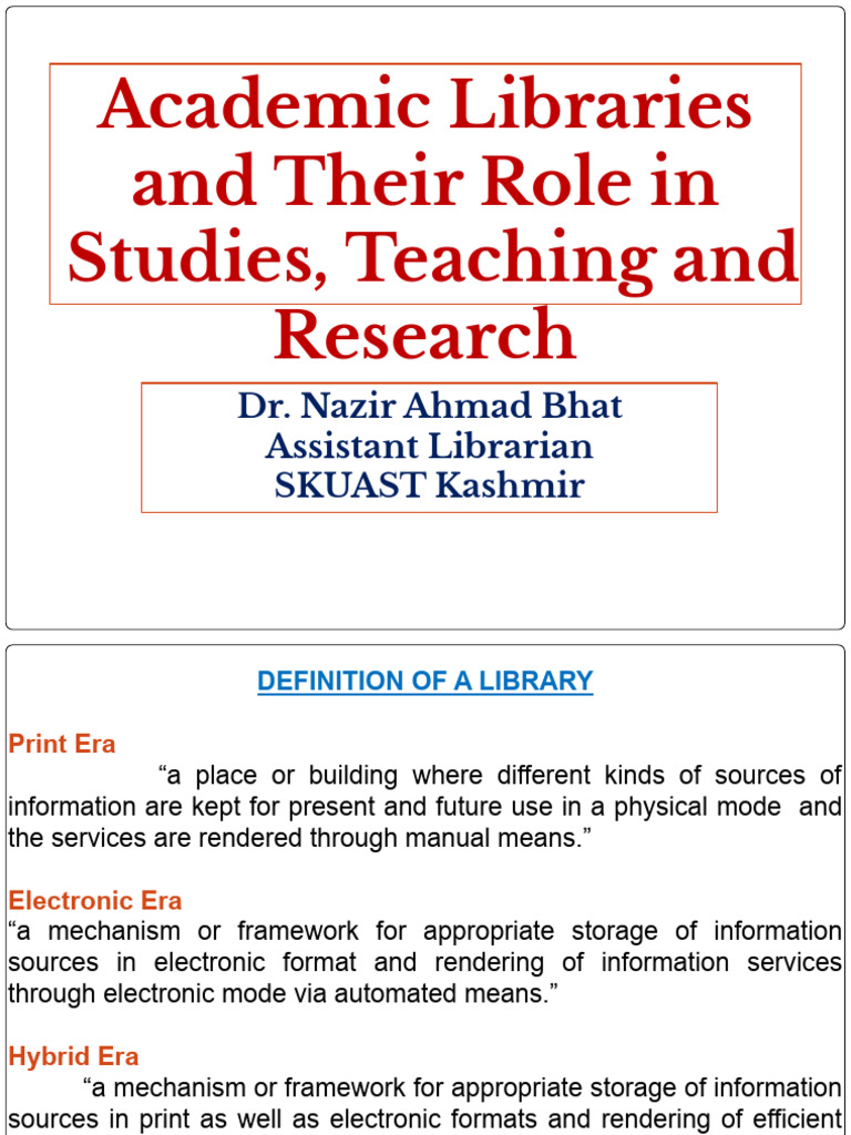 Role of Academic Libraries in Research | PDF | Libraries