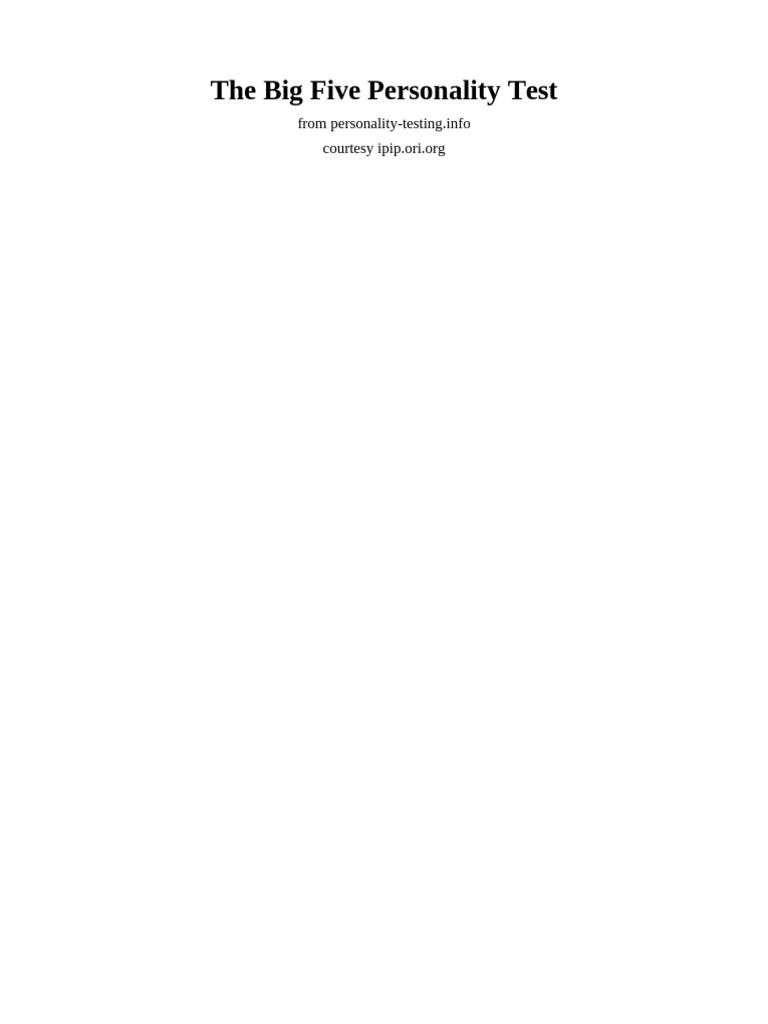 Big Five Personality Test Guide | PDF | Human Development ...
