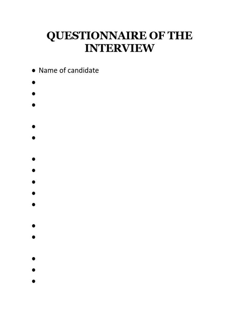 Questionnaire of The Interview | PDF