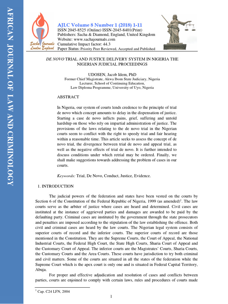 De Novo Trial and Justice Delivery Syste | PDF | Judgment (Law ...