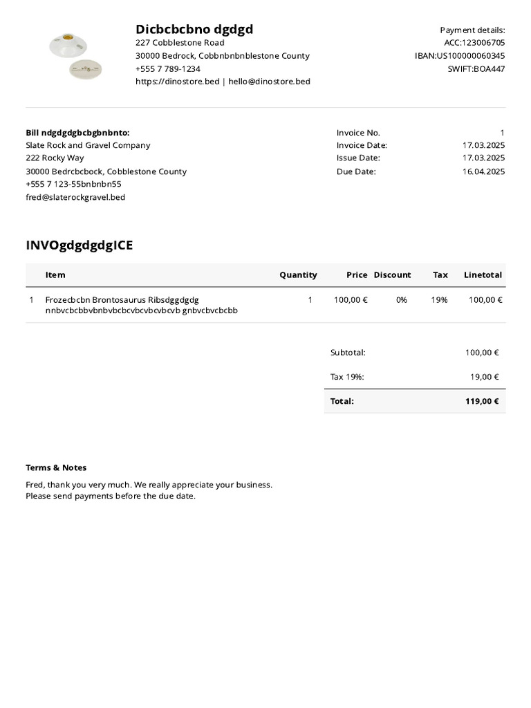 Invoice for Slate Rock and Gravel Company | PDF