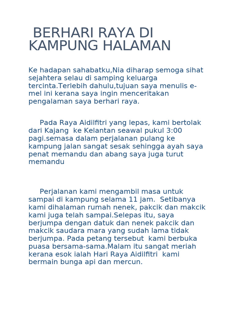 Berhari Raya Di Kampung Halaman | PDF