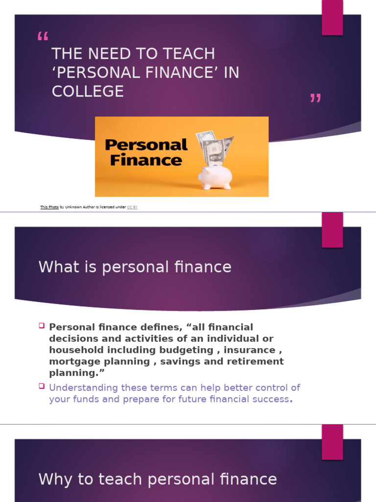 The Need To Teach Personal Finance' | PDF