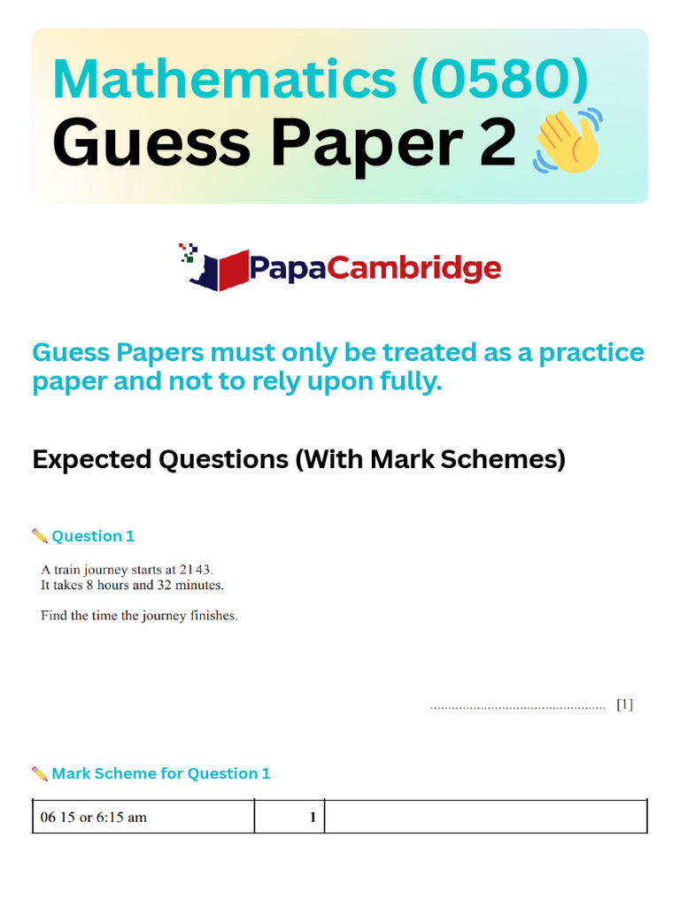 2025 IGCSE Maths Guess Paper | PDF | Qualifications | Student ...