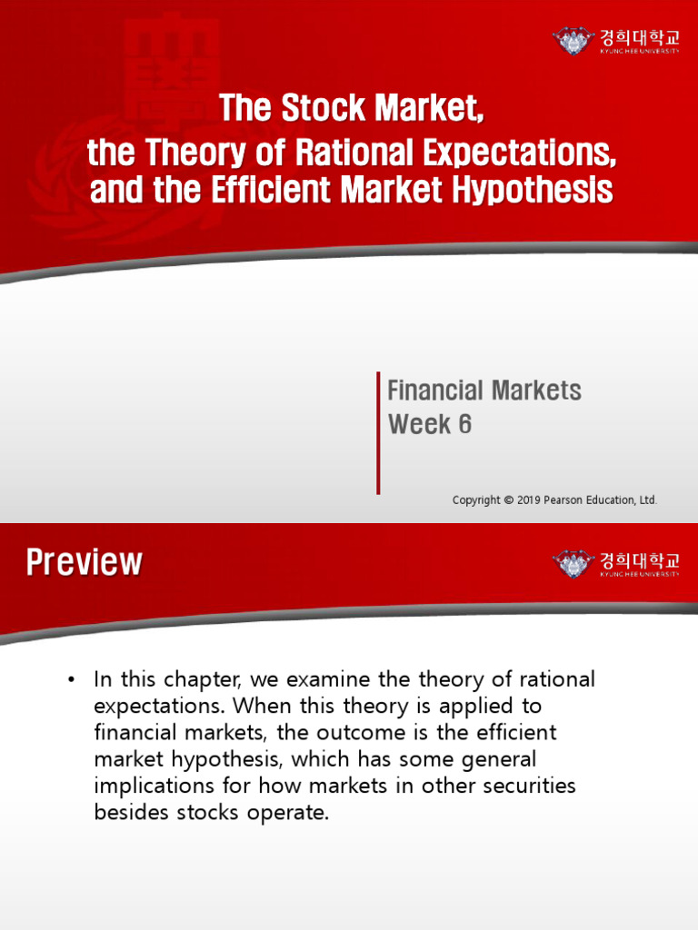 Week 6 . The Stock Market, the Theory of Rational Expectations, and the ...