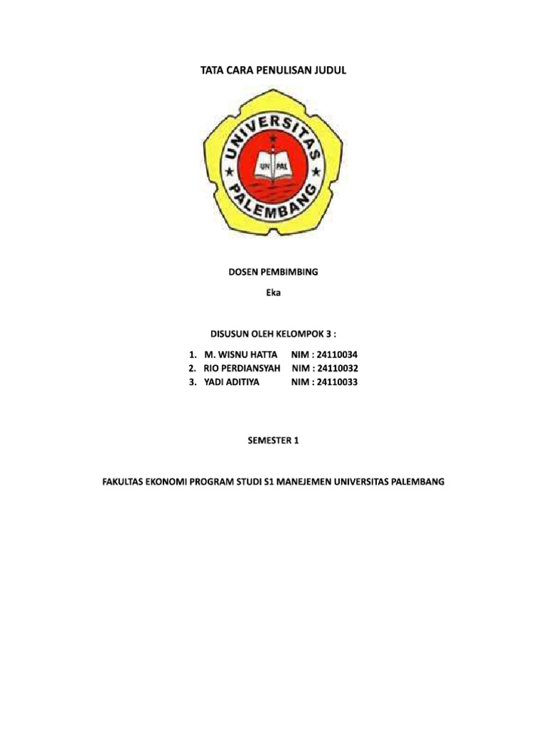 Tata Cara Penulisan Judul Unpal | PDF