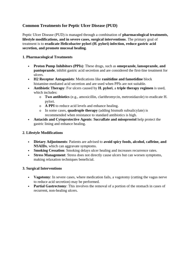 Common Treatments For Peptic Ulcer Disease | PDF | Gastroenterology ...