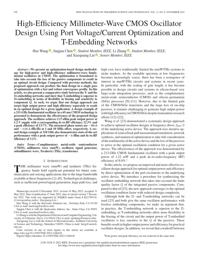 High-Efficiency Millimeter-Wave CMOS Oscillator Design Using Port ...
