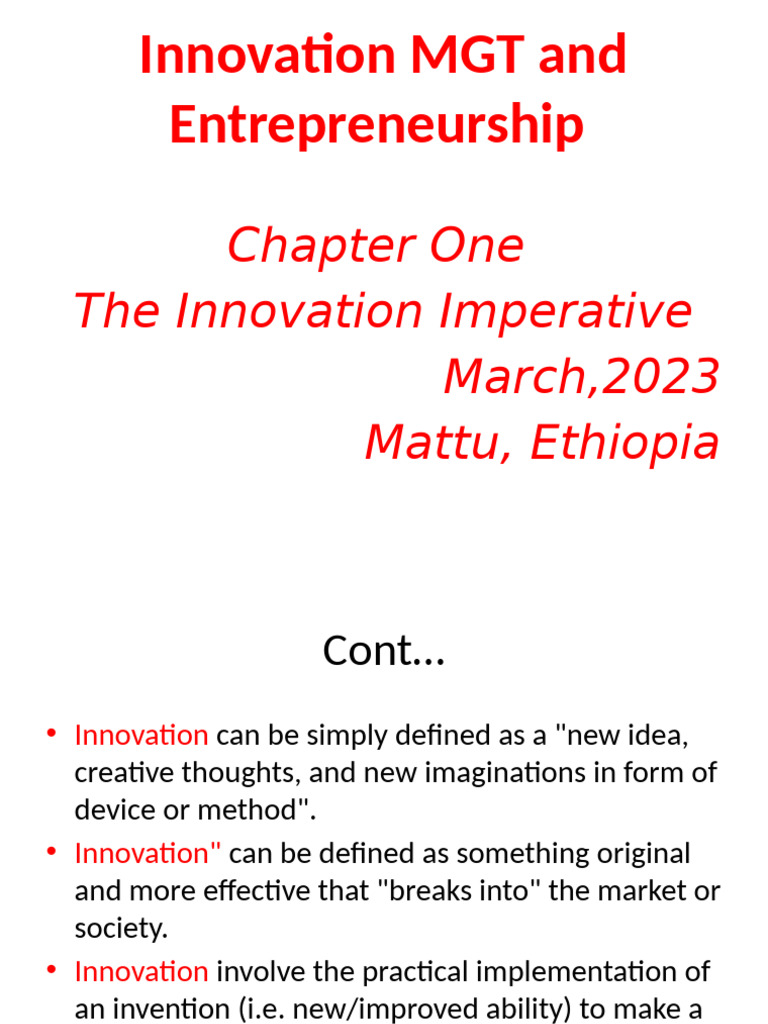 Innovation CH 1-3 | PDF | Entrepreneurship | Innovation