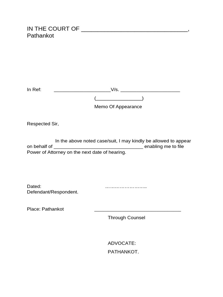 Memo of Appearance | PDF