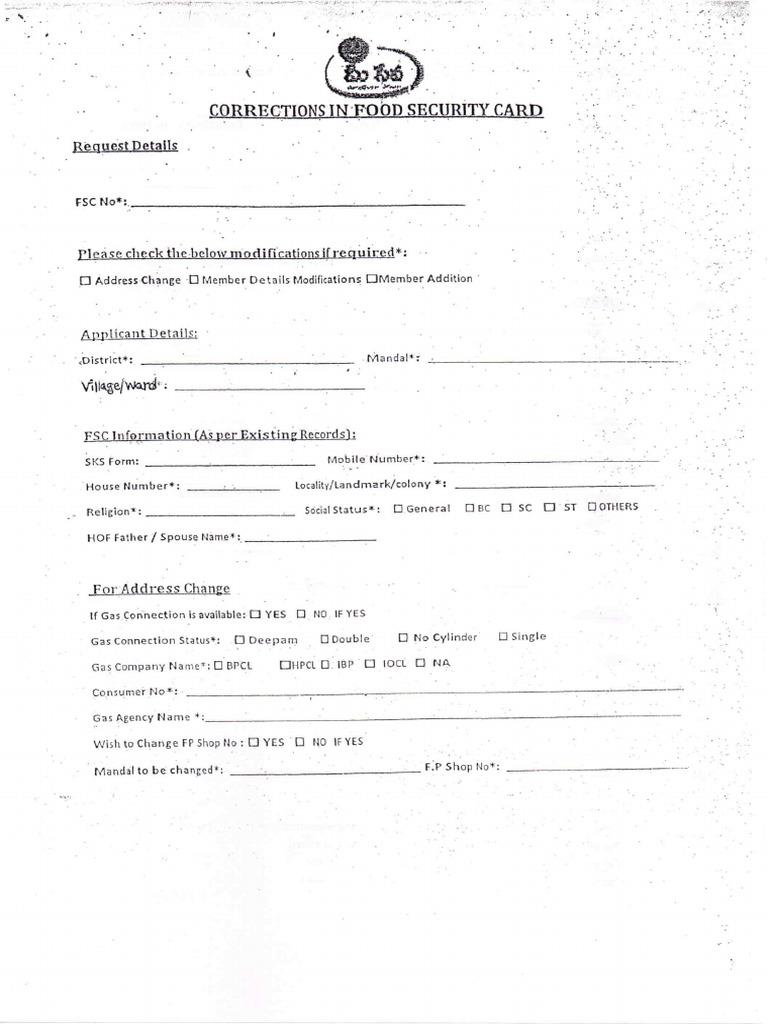 Corrashna Ration Card Adding Form | PDF