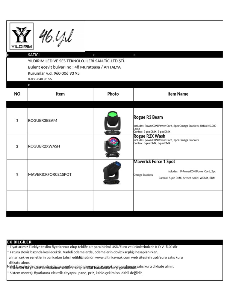 CHAUVET Teklif Formu-2 | PDF