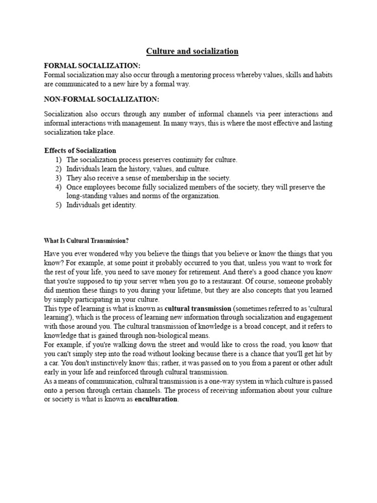 Understanding Cultural Socialization | PDF | Social Psychology ...