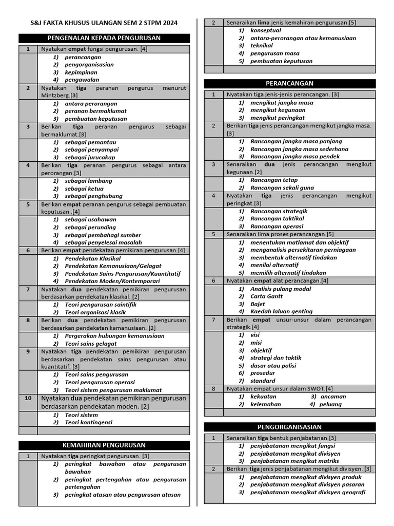 (S&J) Soalan Fakta Khusus ULANGKAJI U2 STPM 2024 | PDF