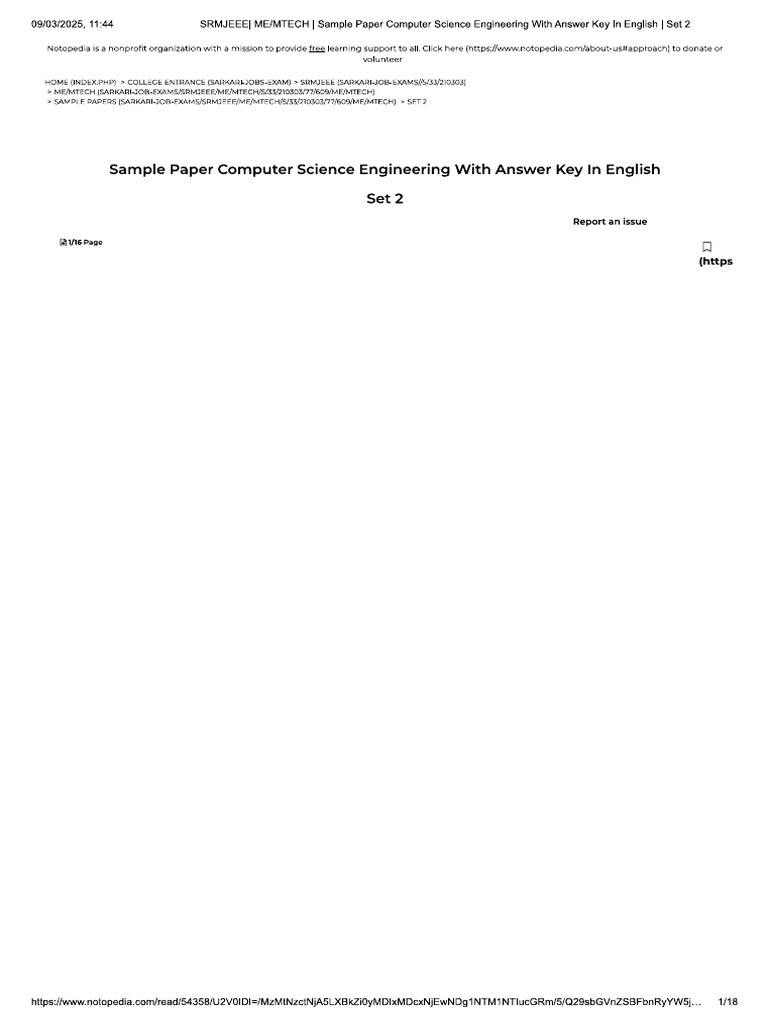 SRMJEE PG Previous Paper 2 | PDF