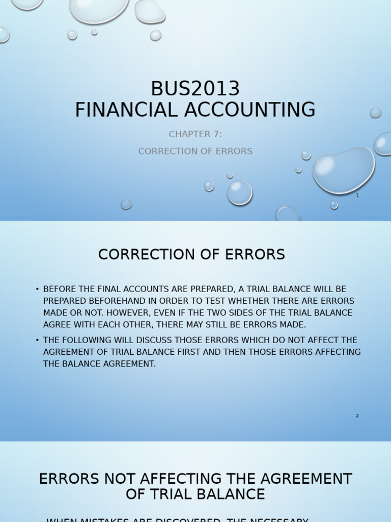 Correction of Accounting Errors Guide | PDF | Debits And Credits | Money
