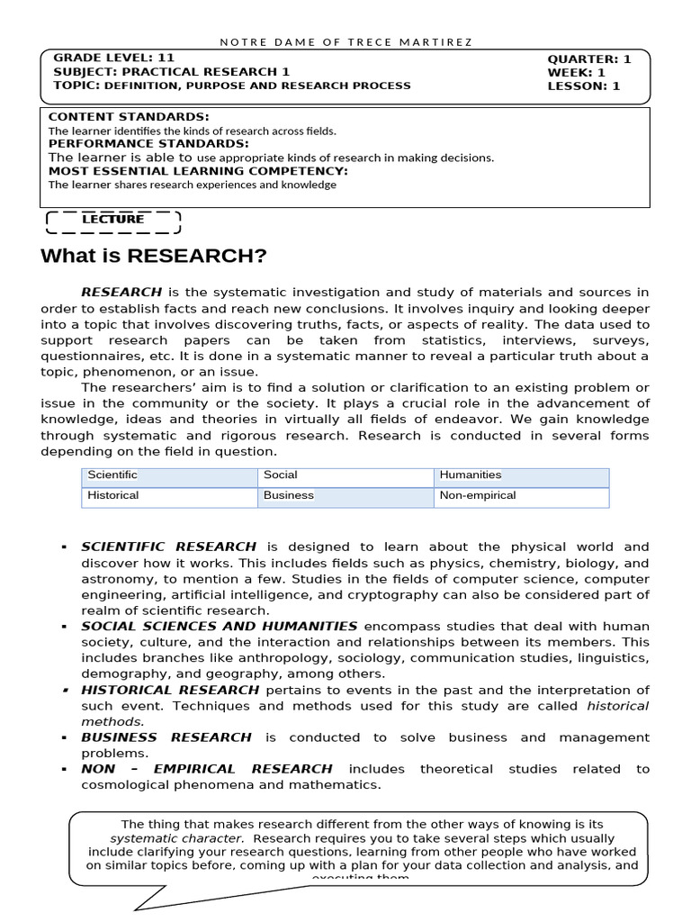 Pr1 Module 1st Quarter WK 1 | PDF | Qualitative Research | Quantitative Research