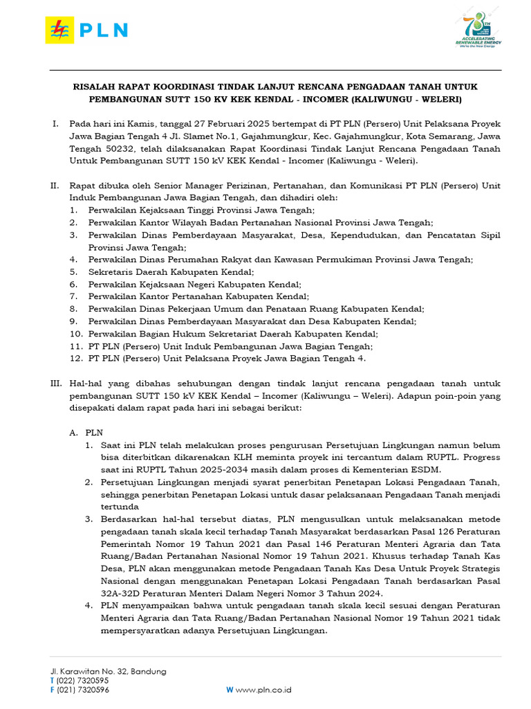 Risalah Rapat 10 Maret 2025 Kendal | PDF