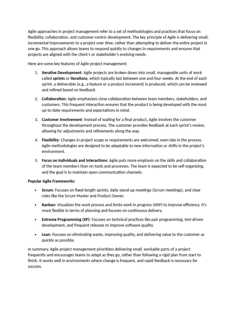 agile approaches | PDF