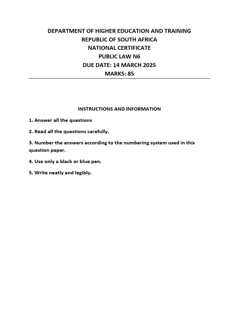 Public Law n6 Assignment 1 2025 | PDF