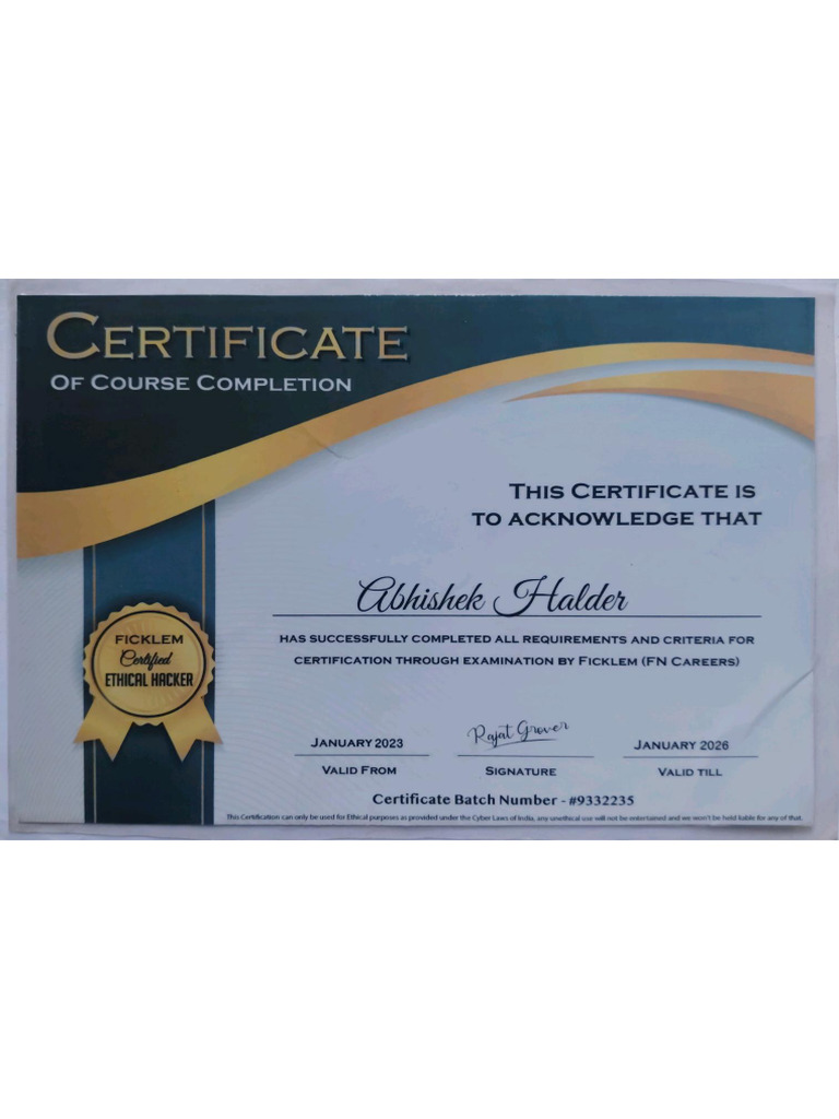 Article Hacker Certificate | PDF