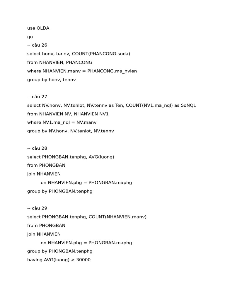 SQL Queries for Employee Management | PDF