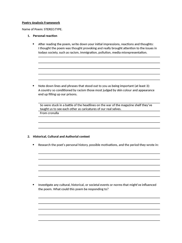 Poetry Analysis Framework - Persuasive | PDF