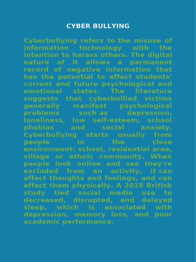 Understanding Cyberbullying Effects | PDF