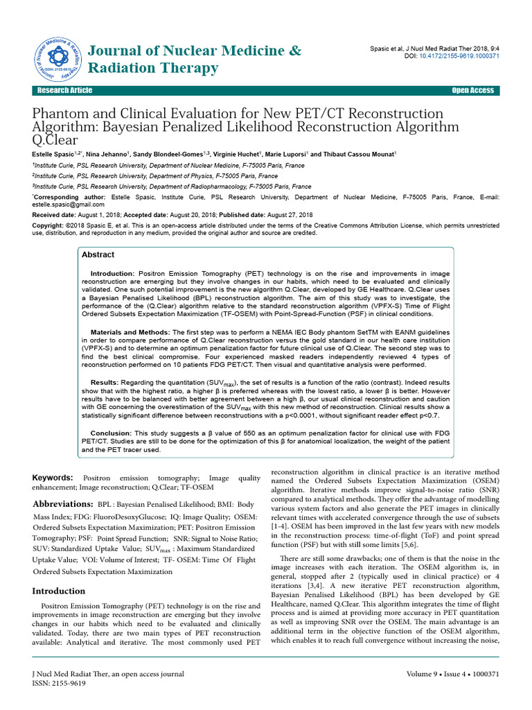 Phantom and Clinical Evaluation For New Petct Reconstruction Algorithm Bayesian Penalized ...
